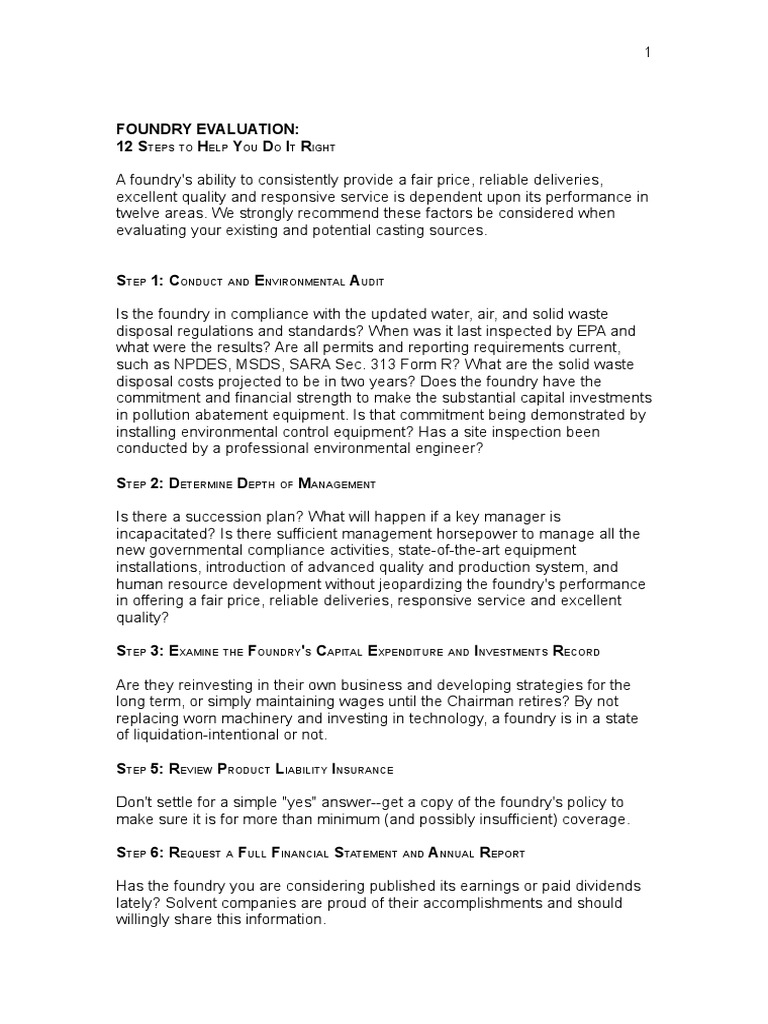 Foundry Evaluation Guide | PDF | Audit | Accountancy And Auditing