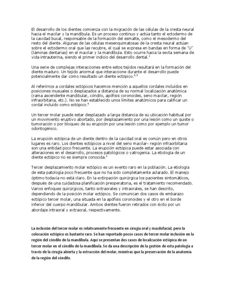Ectopia de Tercer Molar: Casos y Manejo | PDF | Diente humano | Medicina