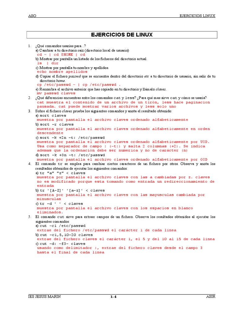 Soluciones Ejercicios de Linux | PDF | Datos de computadora | Informática
