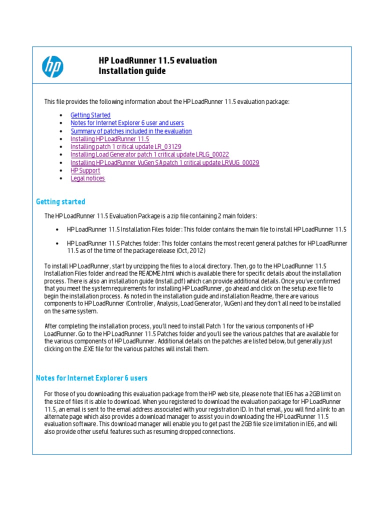HP LoadRunner 11.5 Installation Guide | PDF | World Wide Web | Internet & Web