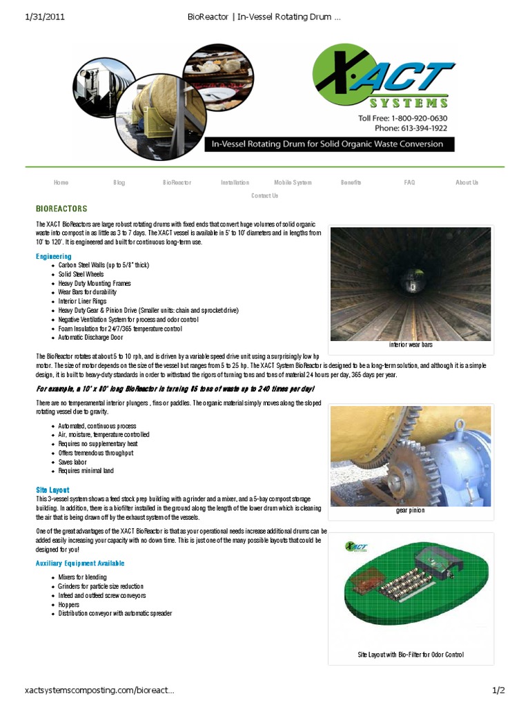 BioReactor - In-Vessel Rotating Drum For Solid Organic Waste Conversion - XAct Systems ...