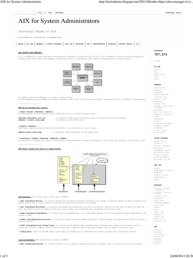 AIX ODM Guide for Sys Admins | PDF | Computer File | Computer Hardware