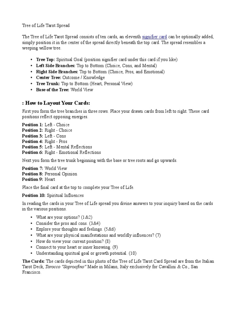Tree of Life Tarot Spread | PDF