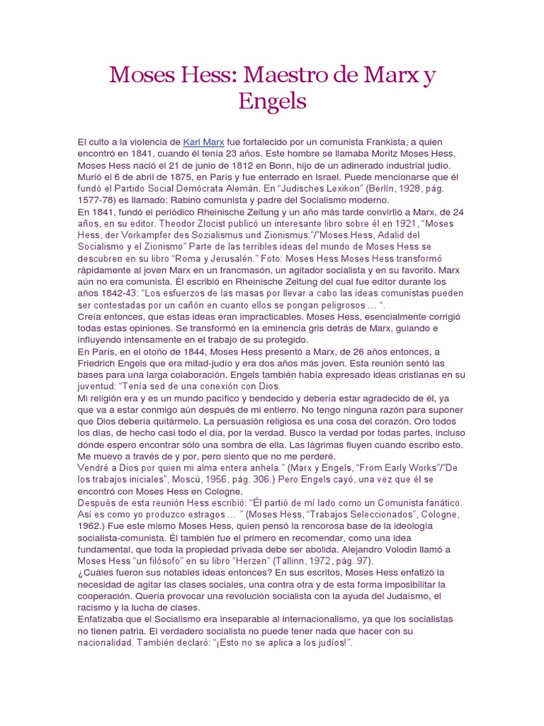 Moses Hess | PDF | Karl Marx | Friedrich Engels