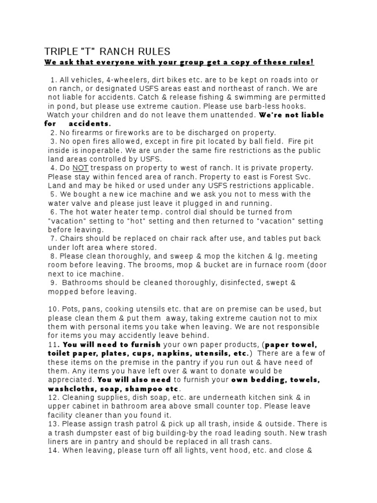 Ranch Rules | PDF