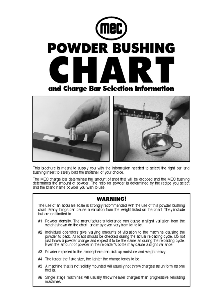 Powder Bushing Chart | PDF | Firearms | Projectile Weapons