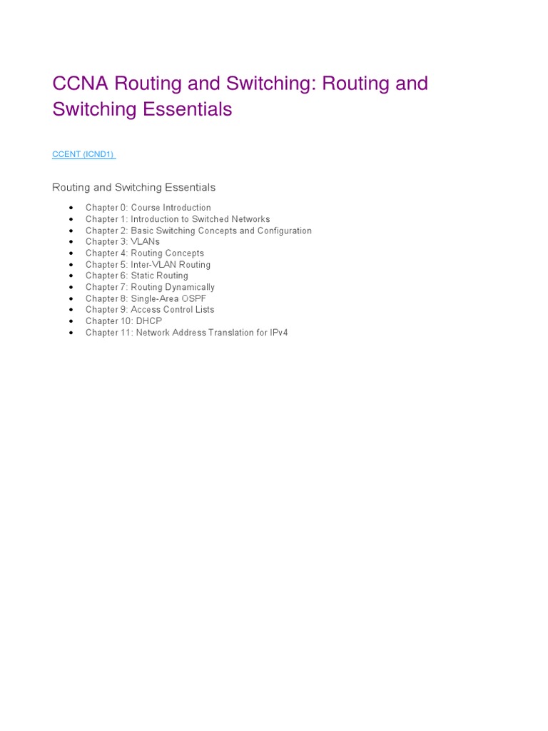 CCNA R&S-Routing and Switching Essentials | PDF