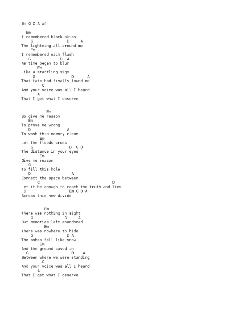 New Divide by Linkin Park Guitar Chords | PDF