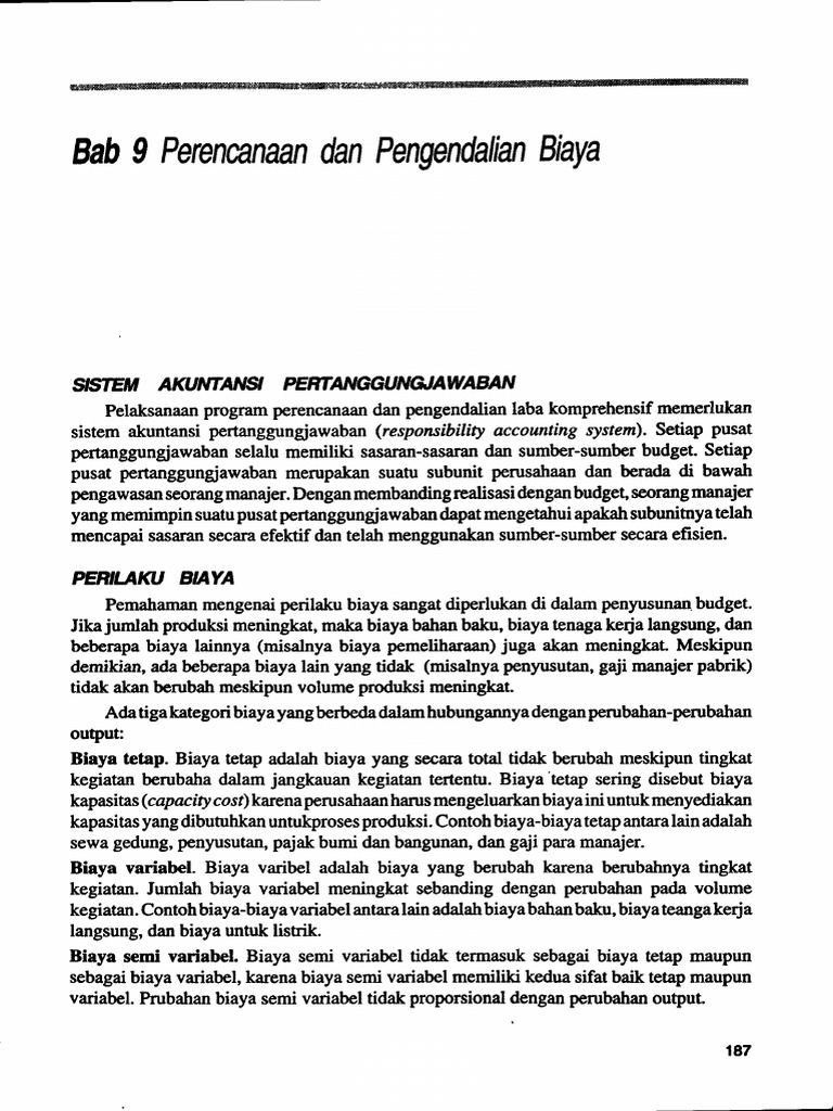 Bab9-Perencanaan Dan Pengendalian Biaya | PDF | Kajian Bahasa Asing | Griya & Taman