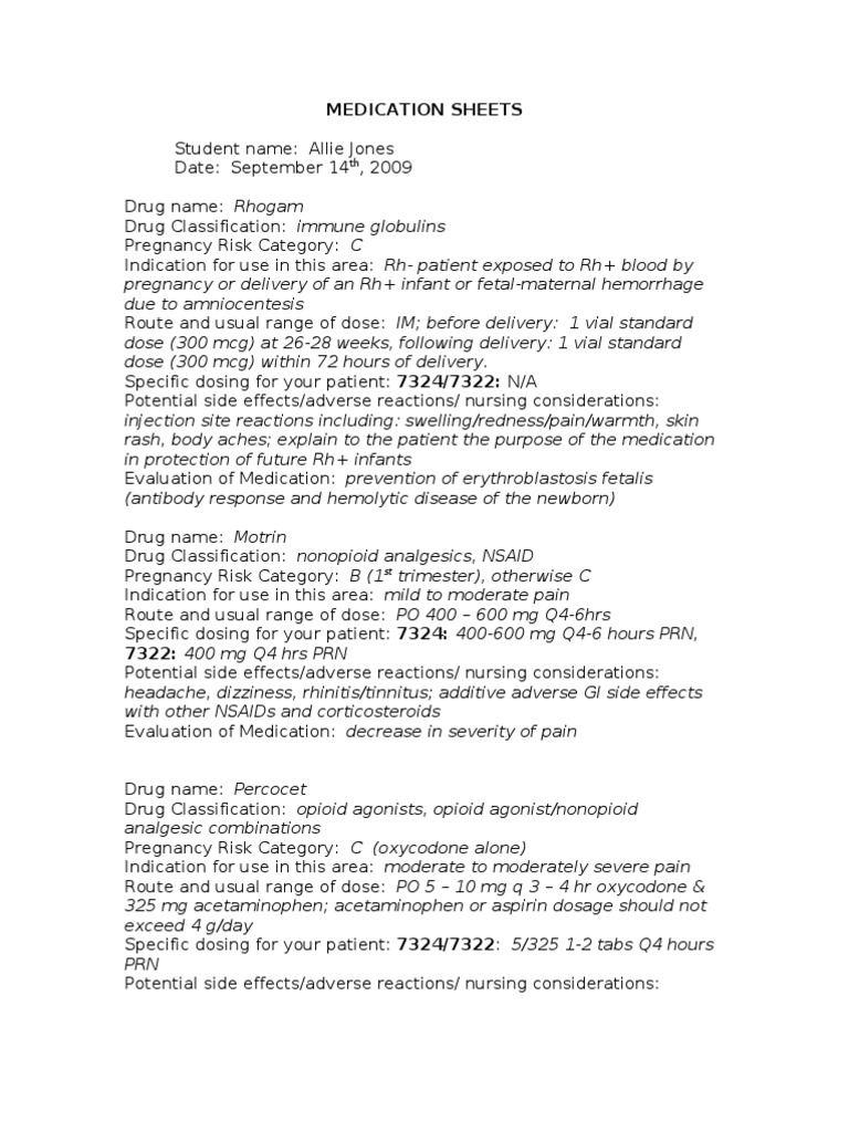 Postpartum Medication Overview | PDF | Nonsteroidal Anti Inflammatory ...