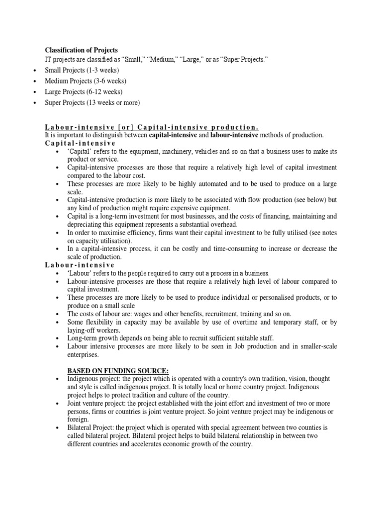Classification of Projects | Download Free PDF | Labour Economics ...