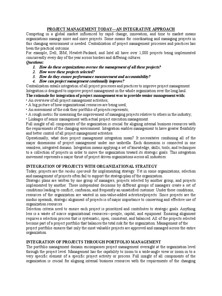 Project Management-An Integrated Approach | PDF | Project Management ...