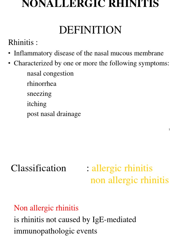 Nonallergic Vasomotor Rhinitis Non Allergic Rhinitis | PDF | Allergy