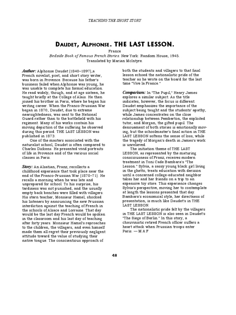 The Last Lesson | PDF