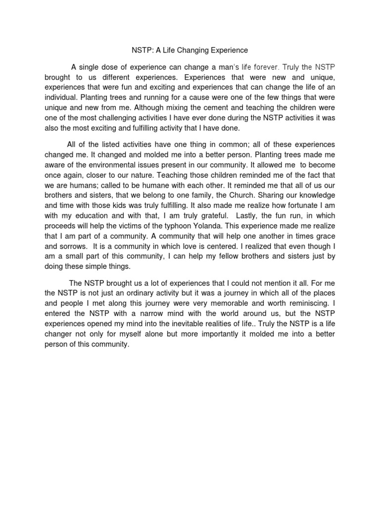 NSTP (Reflection) | PDF