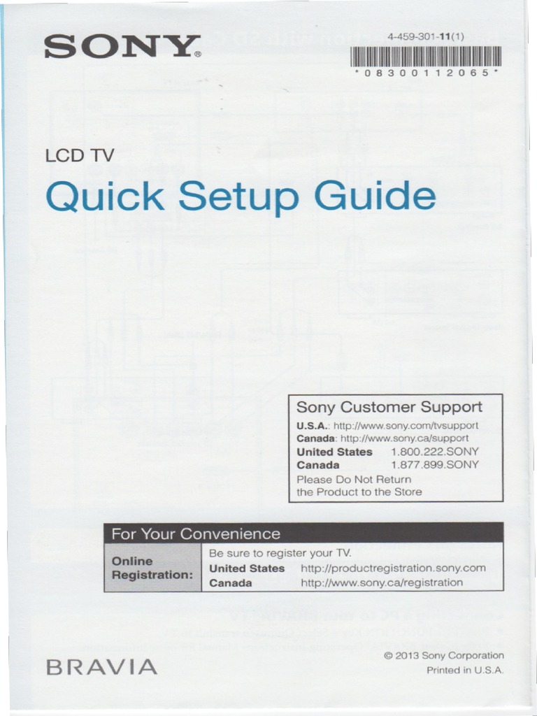 Sony Bravia Quick Setup Guide LCD TV | PDF | High Definition Television ...