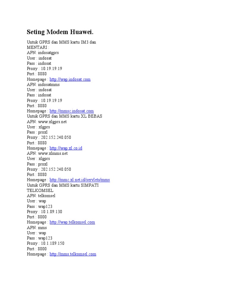 Seting Modem Huawei | PDF