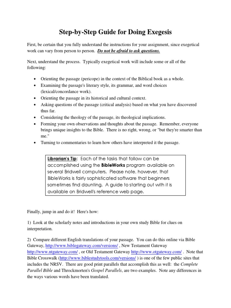 Step by Step Exegesis PDF | PDF | Exegesis | Bible