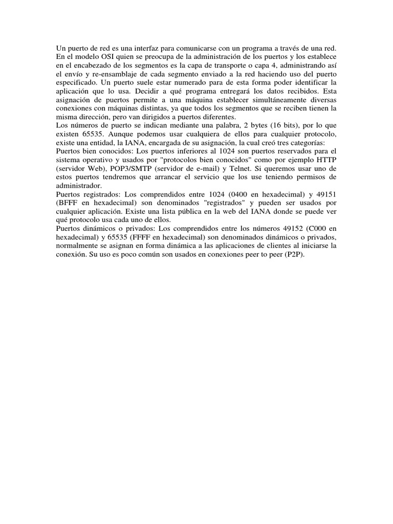 Guía de Puertos de Red y su Gestión | PDF | Puerto (redes de ...