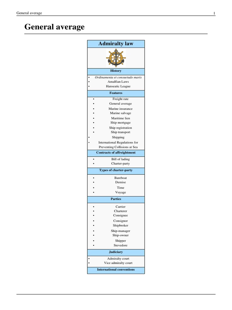 General Average | PDF | Admiralty Law | Law Of The Sea