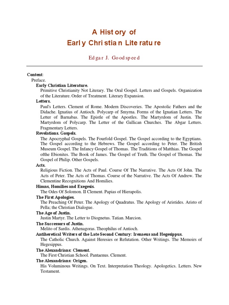 (Ebook) Goodspeed, Edgar J - A History of Early Christian Literature ...