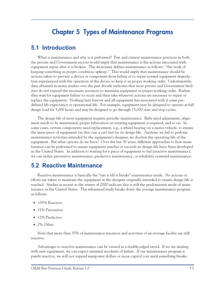 Chapter 5 Types of Maintenance Programs | PDF | Reliability Engineering ...