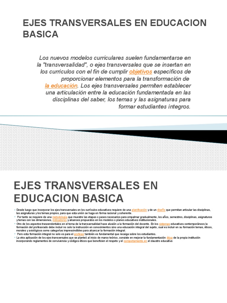 Ejes Transversales en Educacion Basica | PDF | Plan de estudios | Compartir