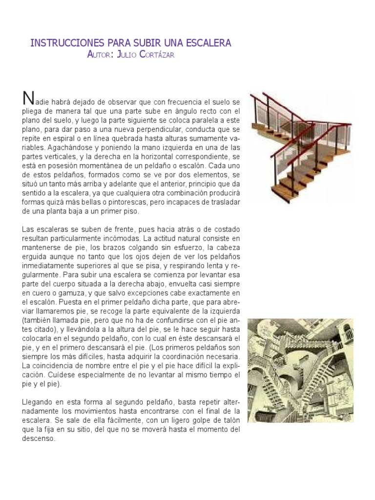 Instrucciones para Subir Una Escalera Autor - Julio Cortázar | PDF