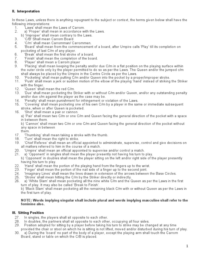 Carrom Rules | PDF | Sports