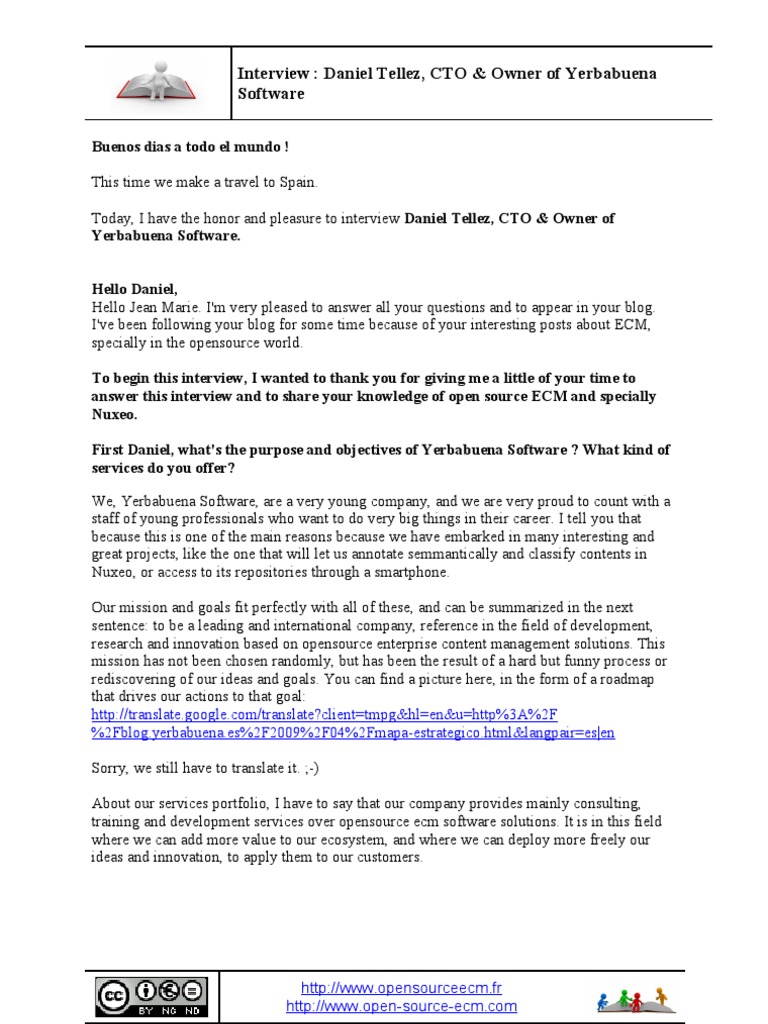Open Source ECM - Interview ENG - Daniel Tellez - Yerbabuena | PDF | Computing | Software