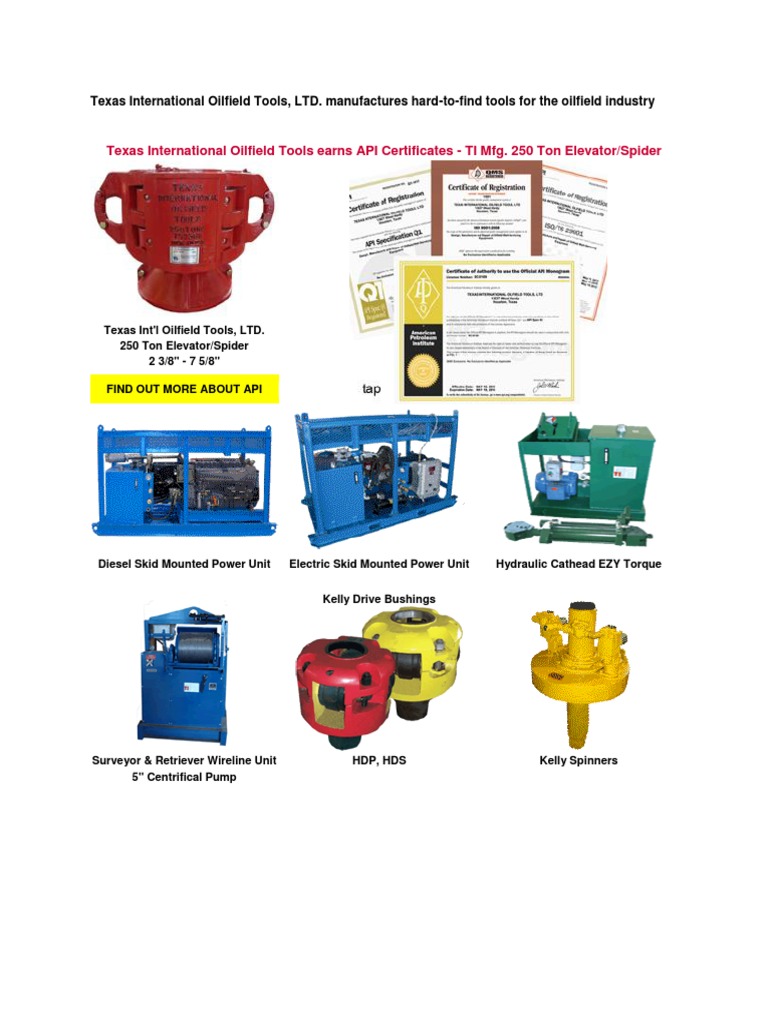 Texas International Oilfield Tools | PDF | Elevator | Tools