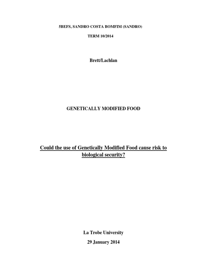 Essay GENETICALLY MODIFIED FOOD | PDF | Genetic Engineering ...