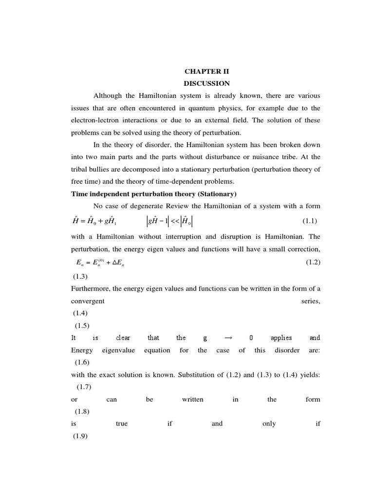 Chapter II | PDF | Perturbation Theory (Quantum Mechanics) | Wave Function