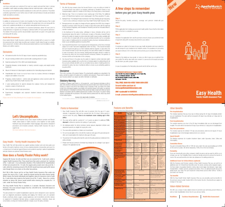 Easy Health Insurance (Family) Brochure | PDF | Insurance | Medicine