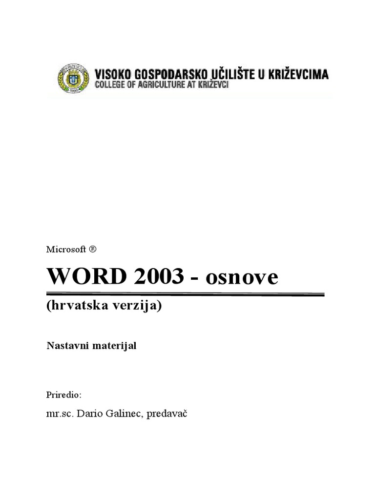 Word 2003 - Osnove | PDF