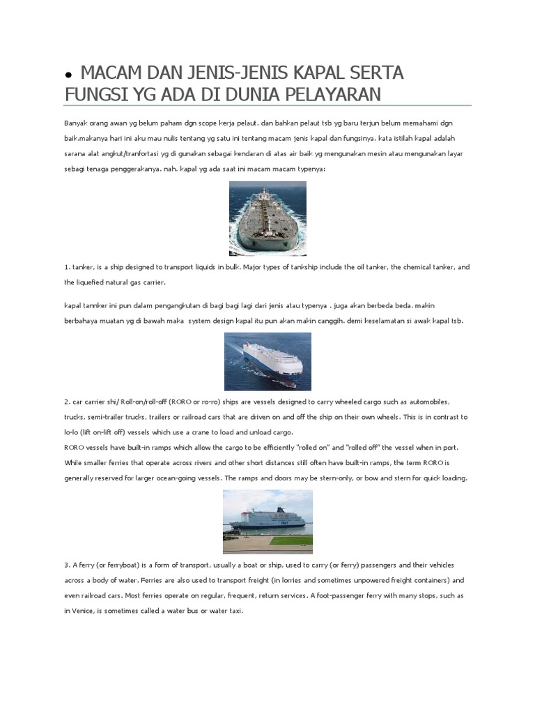 Macam Dan Jenis Kapal | PDF | Tugboat | Submarines