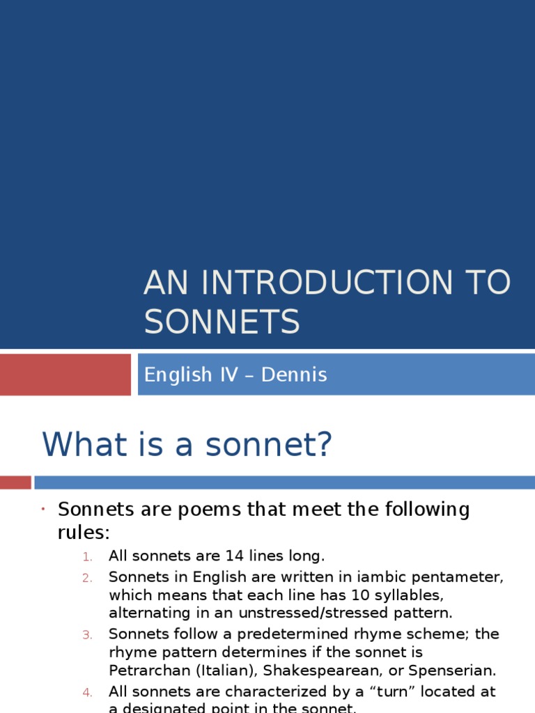 Introduction to Sonnets and Forms | PDF | Sonnets | Poetic Form