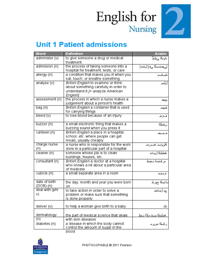 English For Nursing 2 MLG | PDF | Wellness | Medical