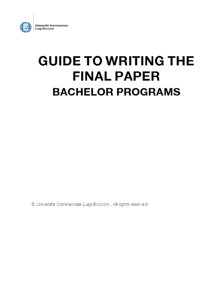 Guide TO Writing THE Final Paper: Bachelor Programs | PDF ...