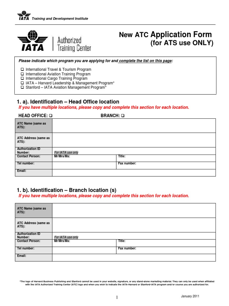 IATA New ATC Application Form - For ATS | PDF | Airport | Air Traffic ...