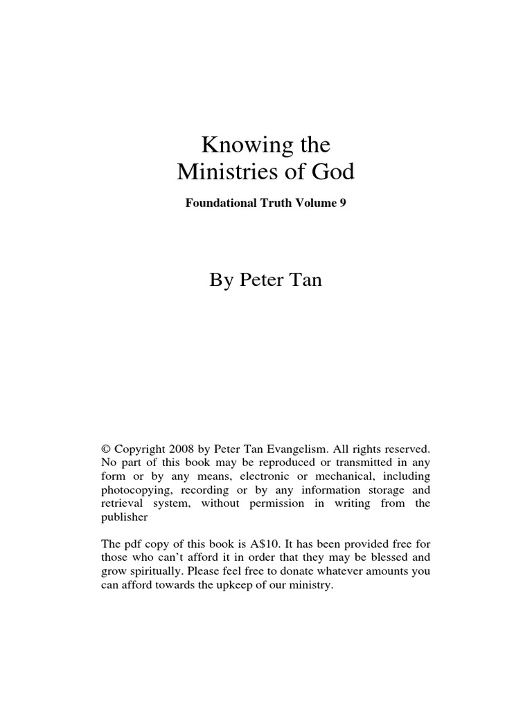 Ministries (Peter Tan) | PDF | Spiritual Gift | Grace In Christianity