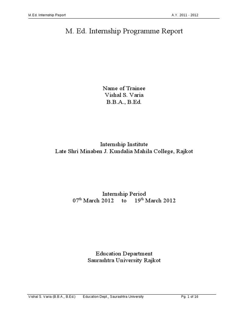 Internship Report | PDF | Academia | Communication