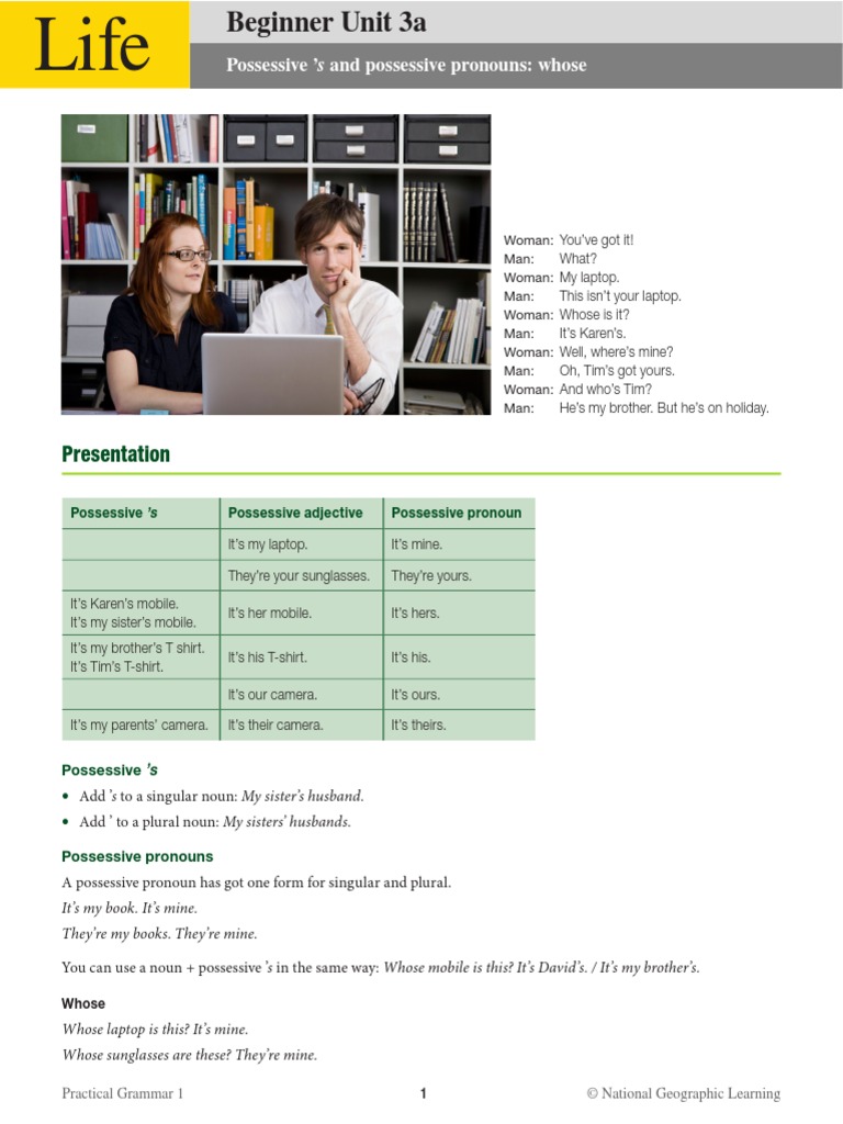 Beginner Unit 3a | PDF | Plural | Pronoun