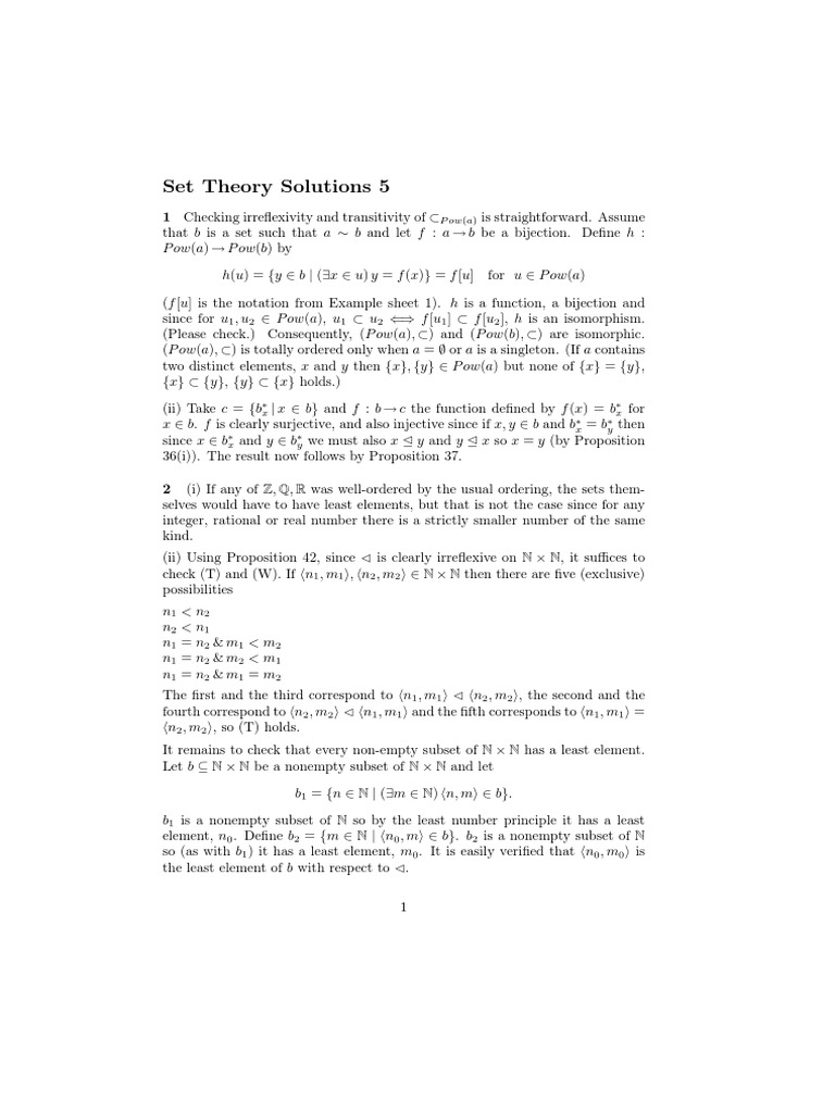 Set Theory Solutions 5: Pow (A) | PDF | Analysis | Numbers