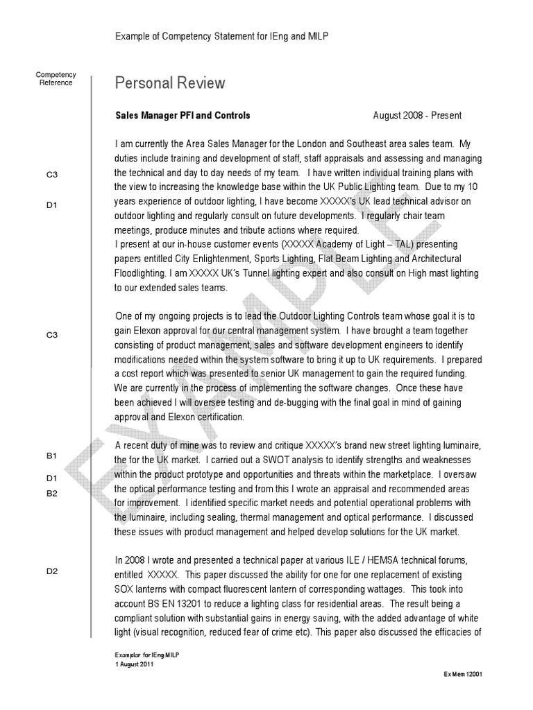 Competency Statement for IEng/MILP | PDF