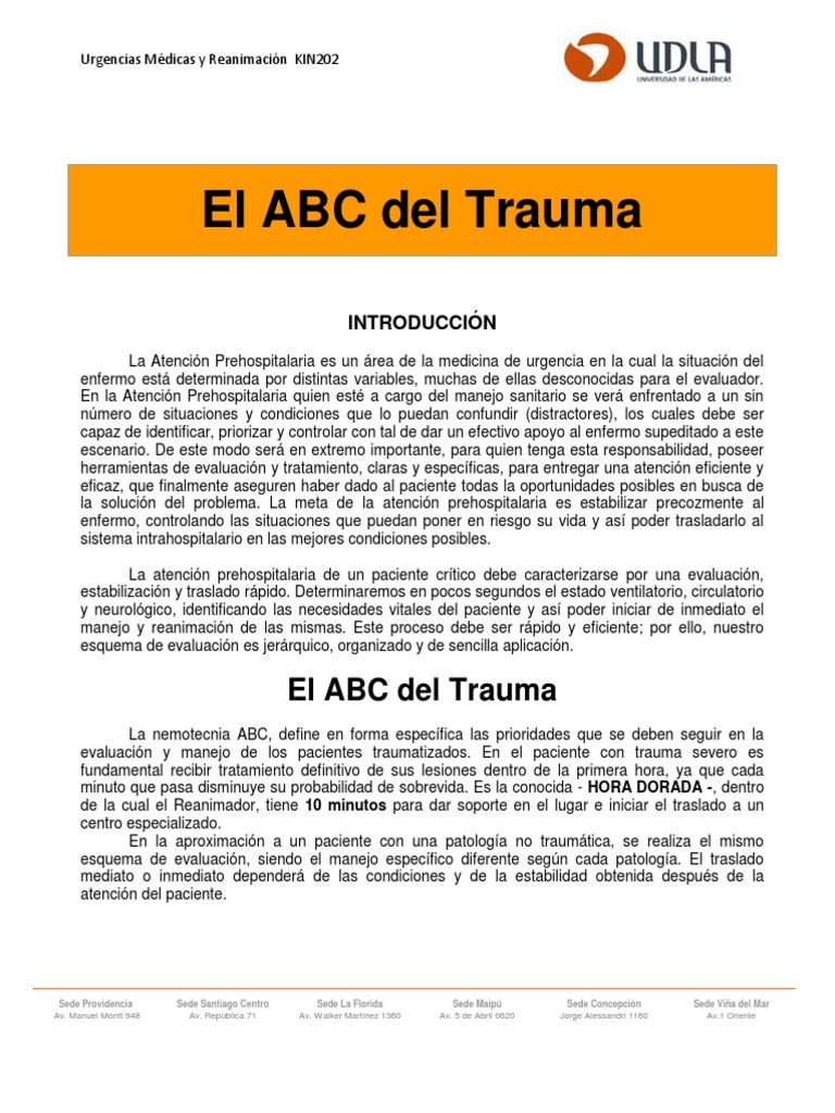 ABC Del Trauma PDF | Reanimación cardiopulmonar | Lesión