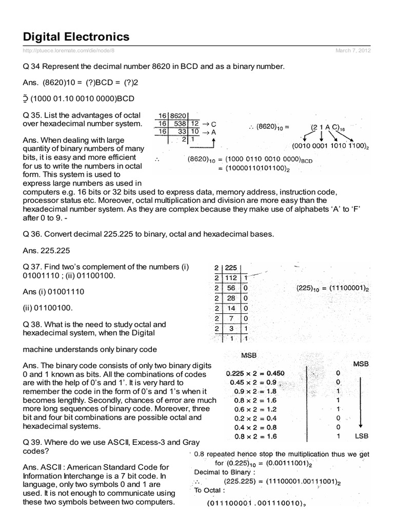 Digital Electronics 1 | PDF | Binary Coded Decimal | Bit