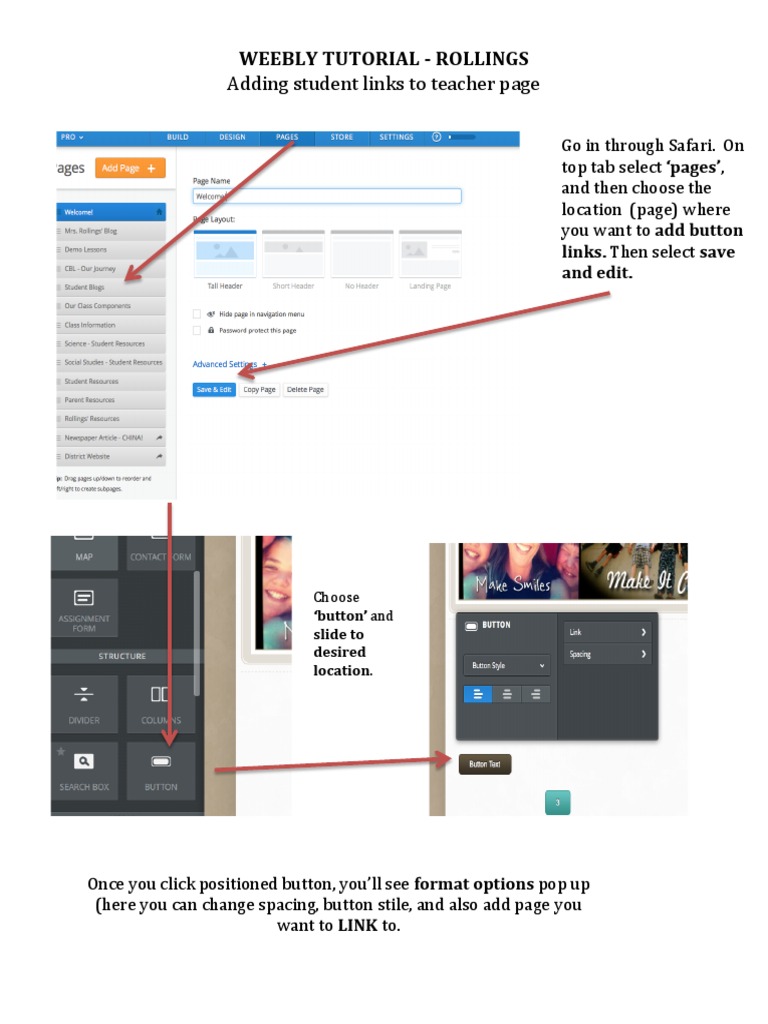 Weebly - Adding Student Buttons | PDF