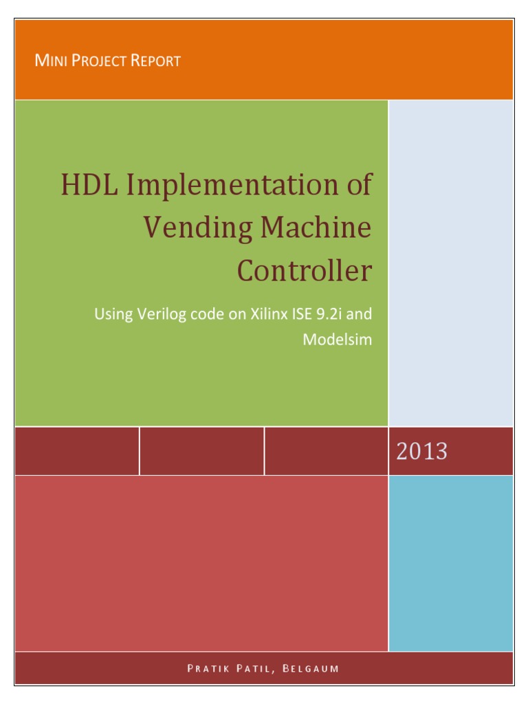 Hdl Implementation Of Vending Machine Controller Pdf Field Programmable Gate Array Cmos 