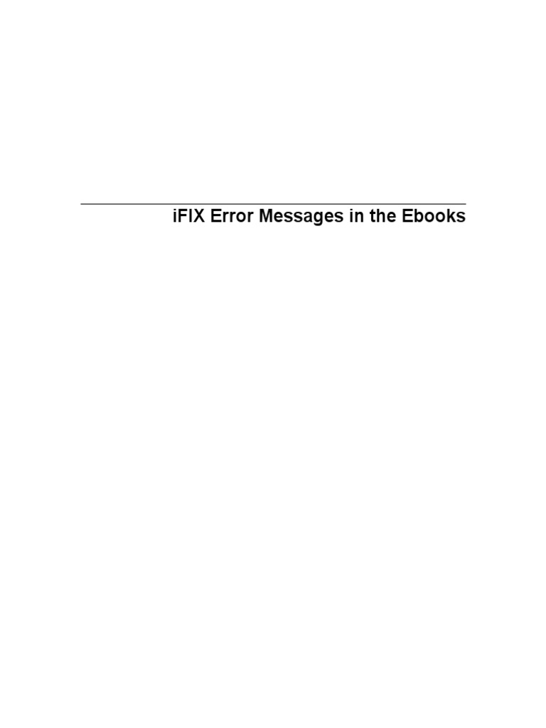 Ifix Error Messages Scada Server User Manual For User Manual Pdf Scada Databases